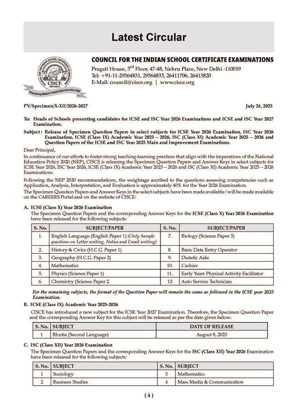 ICSE 10 Sample Question Papers Class 9 Mathematics for 2026 Exam - Buy ...