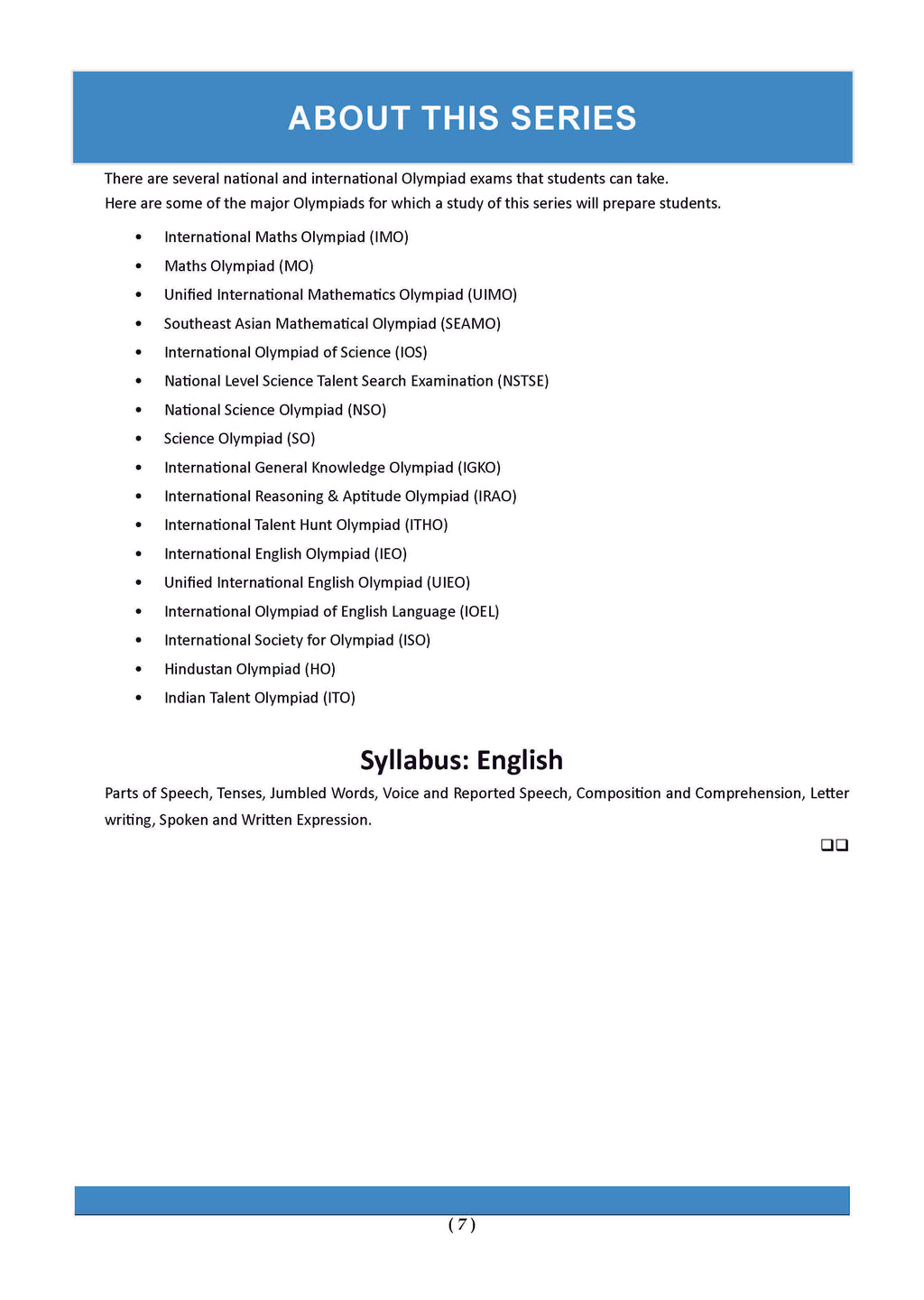 One For All Olympiads Workbook Class 7 English | Questions for SOF IEO ...