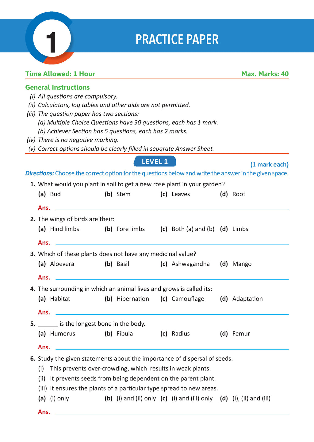 One For All Olympiads Workbook Workbook Class 5 Science | Questions ...