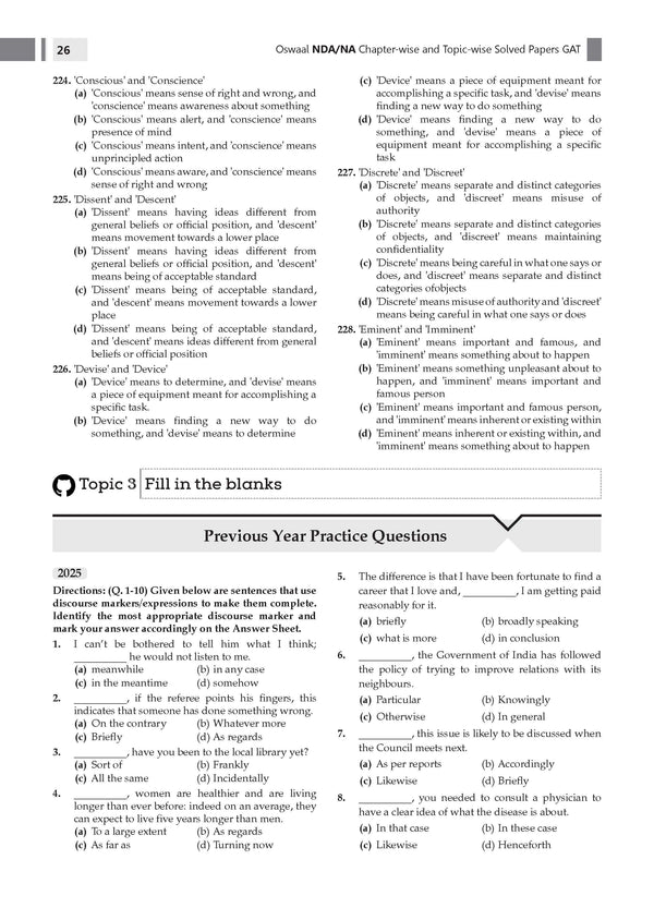 NDA-NA Chapter-wise & Topic-wise Previous Year Questions Solved Papers ...