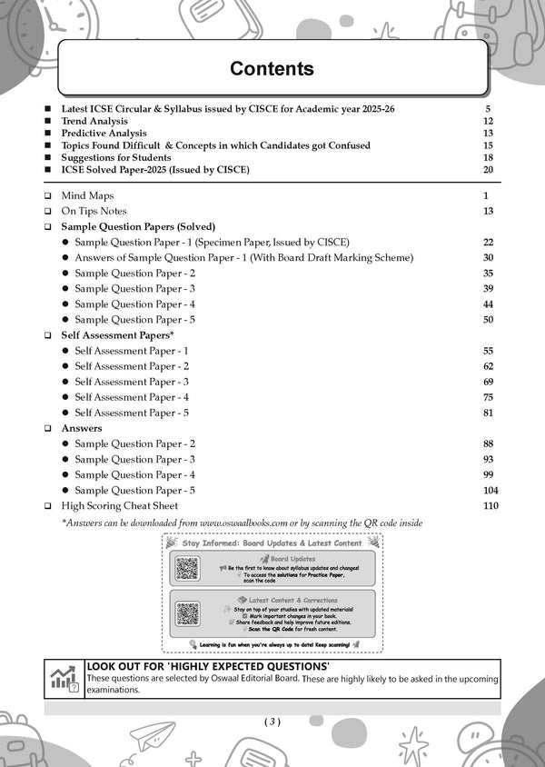 ICSE Class 10, 10 Sample Question Papers + Competency Focused Questions ...