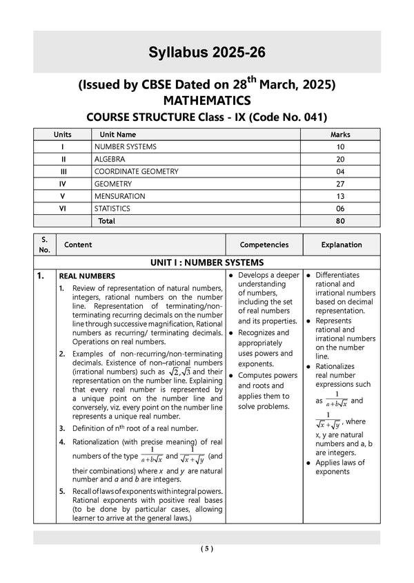 CBSE 10 Sample Question Papers Class 9 Mathematics for 2026 Exam | Buy ...