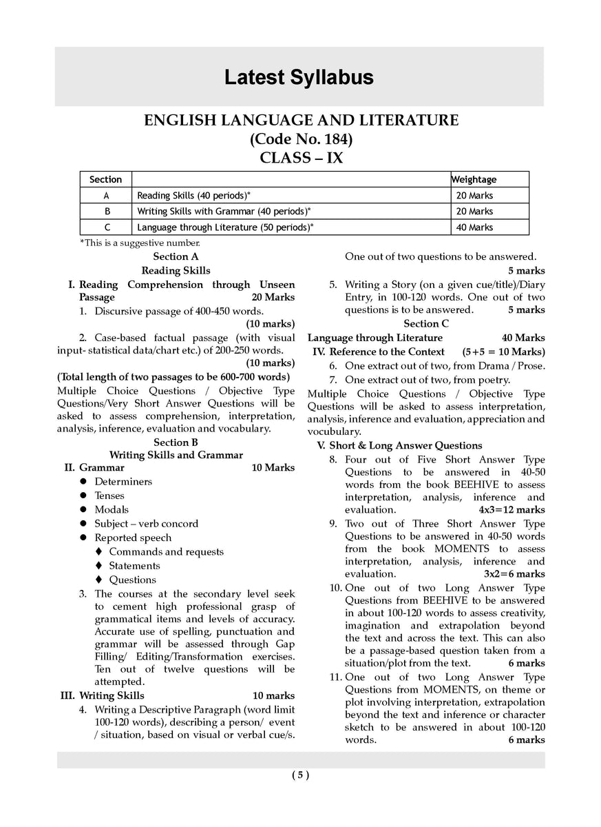 CBSE Question Bank Class 9 English Language & Literature For 2026 Exam ...